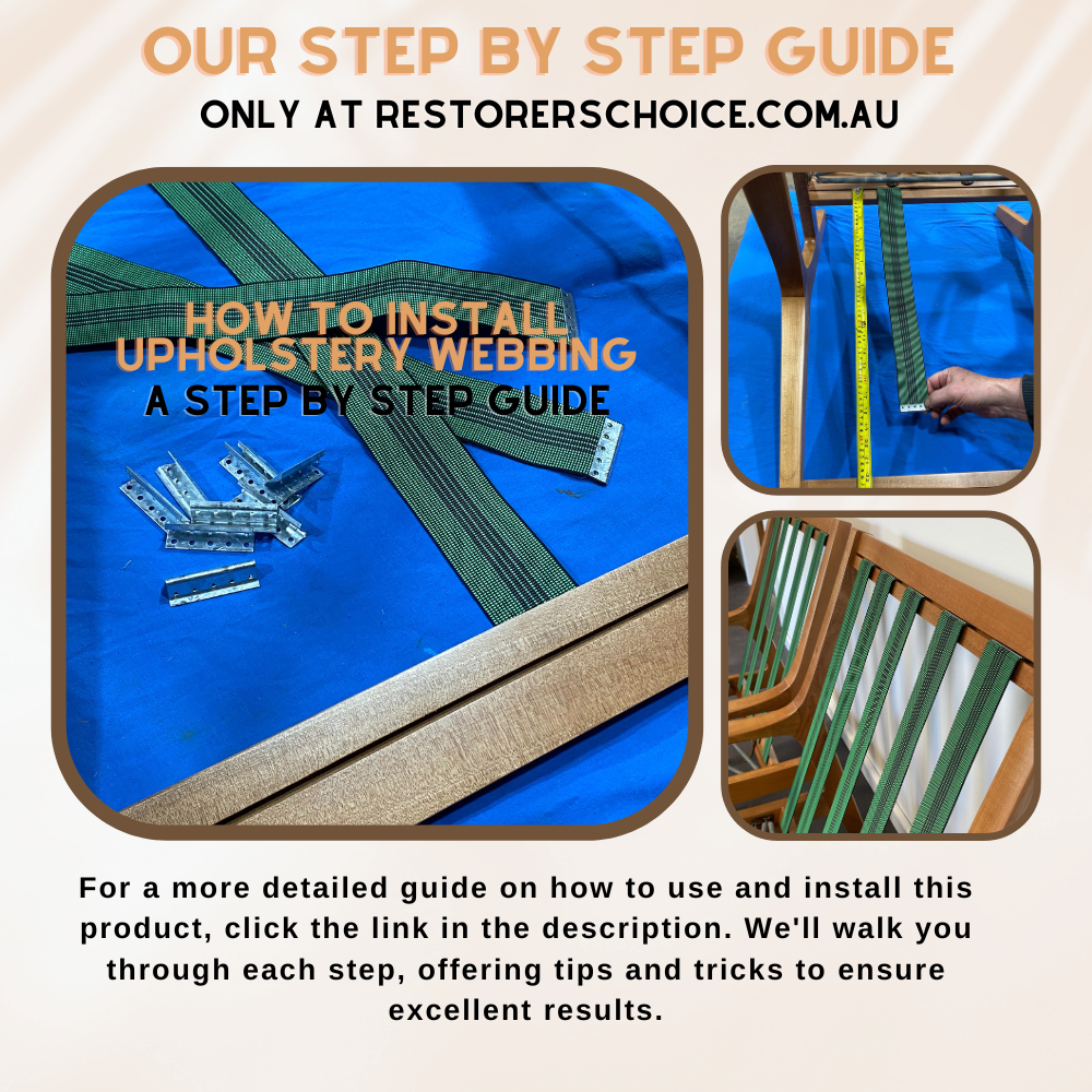 Upholstery Webbing Repair Kit 12 Metres 40 Clips – Restorers Choice