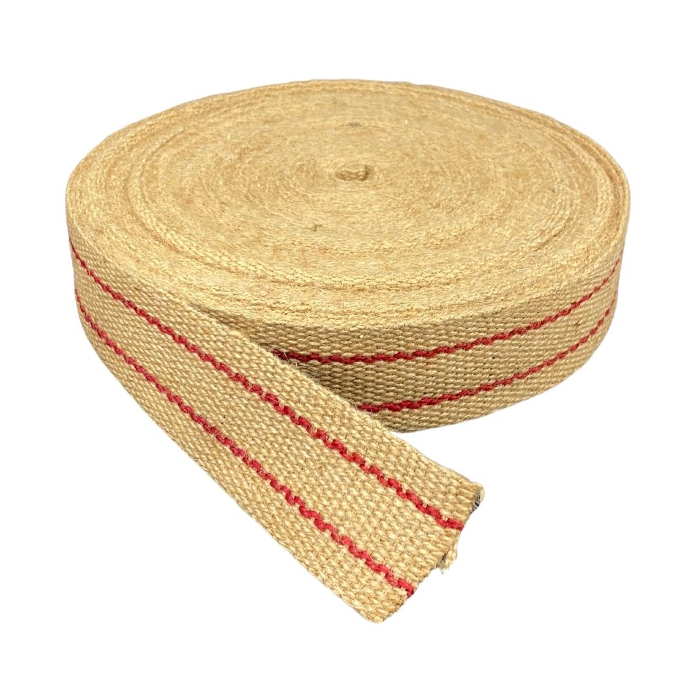 Jute Webbing Hessian Red Stripe Upholstery Webbing 50mm – Restorers Choice