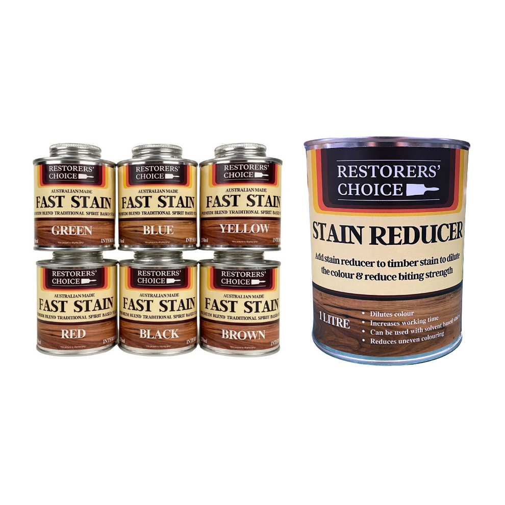 Set of 6 Timber Stains Solvent Based Fast Stain – Restorers Choice